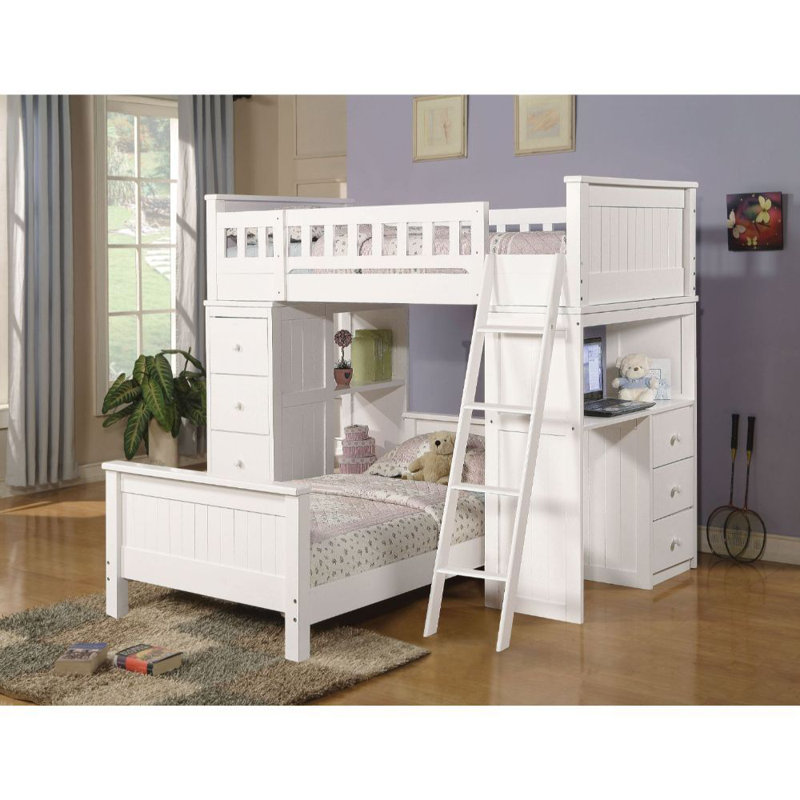 Bunk bed with desk white store